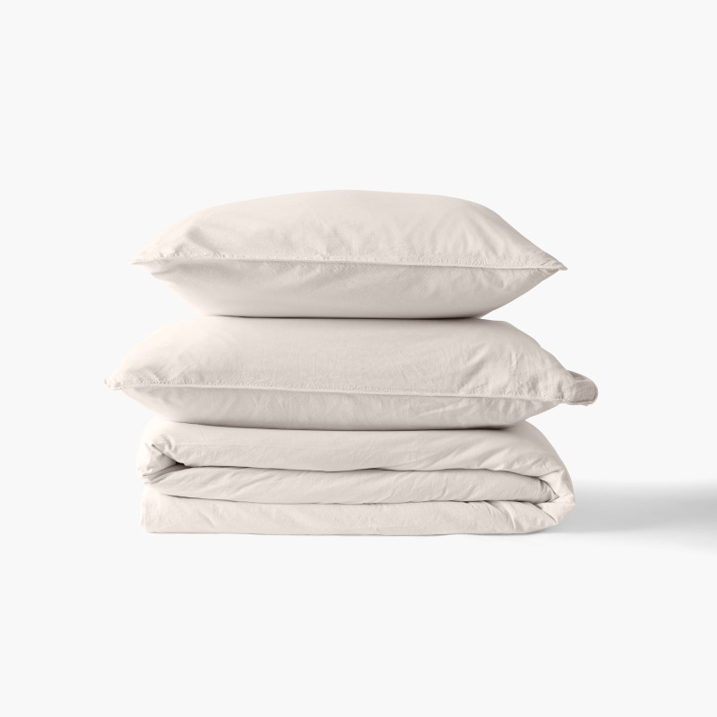 Parure de lit enfant pur coton lavé biologique Souffle vanille