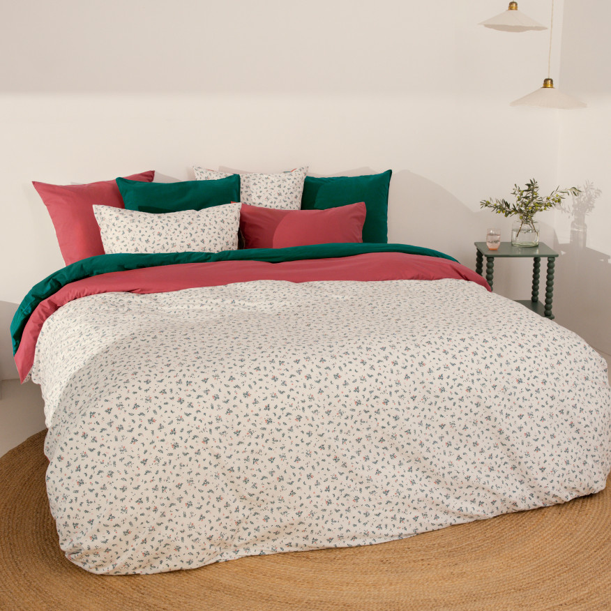 Drap housse coton Neo rose botanic | Carré Blanc